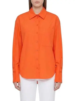 Patrizia Pepe Polyester Long Sleeve Shirt With Classic Collar - Orange