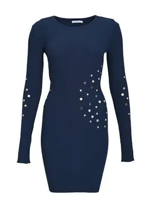 Patrizia Pepe Viscose Mini Dress With Metal Eyelets - Blue