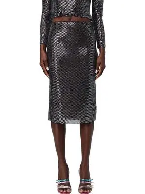 SELF-PORTRAIT Embellished Midi Skirt - Black
