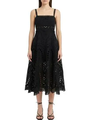 Charo Ruiz Ibiza Embroidered Midi Dress - Black