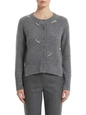 Simone Rocha Cashmere Cardigan With Rhinestone Embellishments - Grey