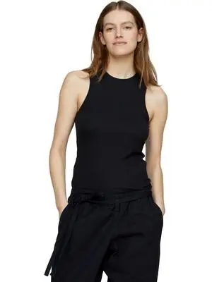 ATM Anthony Thomas Melillo Modal Rib Racer Tank Top - Black
