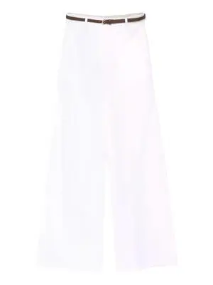 Max Mara Belted Wide-leg Trousers - White