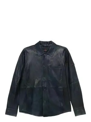 Peuterey Todd Buttoned Leather Jacket Blue
