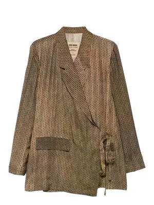UMA WANG Uma Wang Geometric Pattern Tie Waist Jacket Neutrals