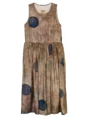 UMA WANG Ardal Draped Midi Dress Brown