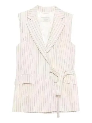 Peserico Striped Tie-waist Sleeveless Vest - Neutrals