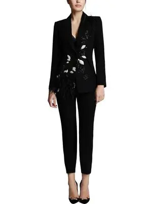 IMROSKA Feather-detail Embellished Blazer - Black