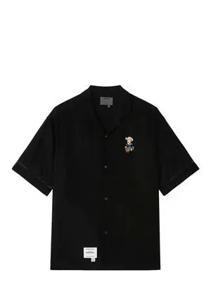 MUSIUM DIV. Embroidery Sleeve Trim Shirt - Black