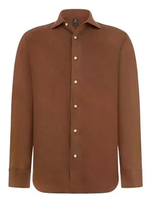 Boggi Milano Regular Fit Linen Shirt - Brown