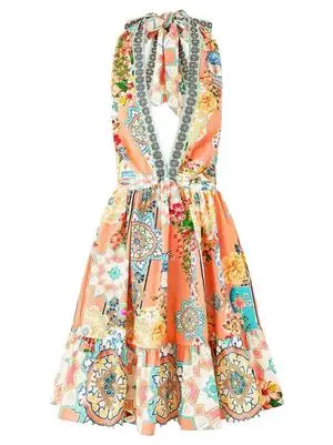 Camilla Meet Me In Mallorca Ruffle Hem Mini Dress - Orange