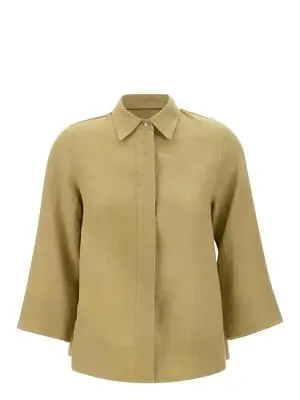 ELENA MIRÒ Pleated Three-quarter Sleeve Shirt - Green