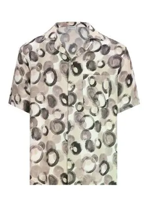Tagliatore Graphic-print Patch-pocket Shirt - Grey