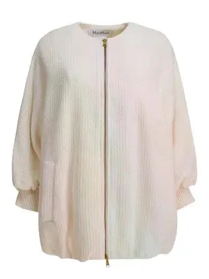 Max Mara Crewneck Textured Jacket - Neutrals