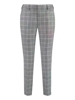 PT TORINO Tailored Plaid Wool Trousers - Grey