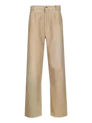 MAISON MARGIELA Pleated Cotton Trousers - Neutrals
