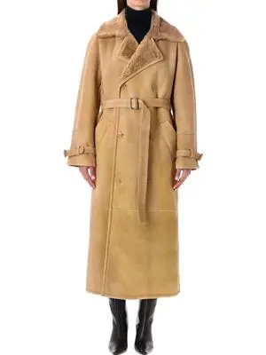 SWD BY S.W.O.R.D. Leather Double-breasted Coat - Neutrals