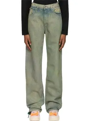 Off-White High-waisted Straight Leg Jeans - Blue