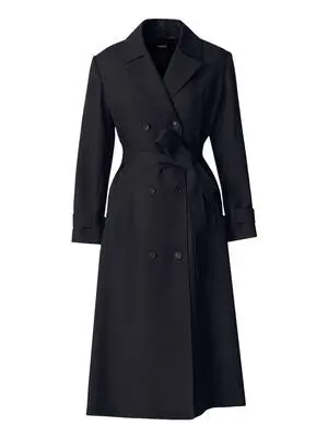 Mackage Lorna Wool Gabardine Maxi Trench Coat Navy