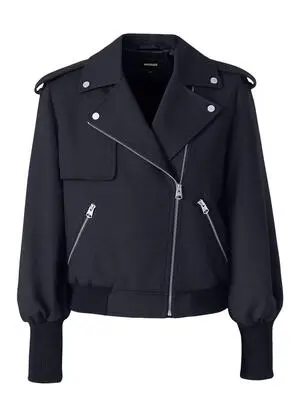 Mackage Wool Gabardine Moto Jacket - Navy