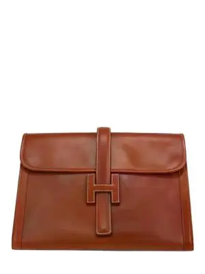 HERMÈS Large Jige Leather Pouch