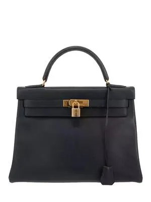 Hermès 1997 Gilt Leather Handbag - Blue