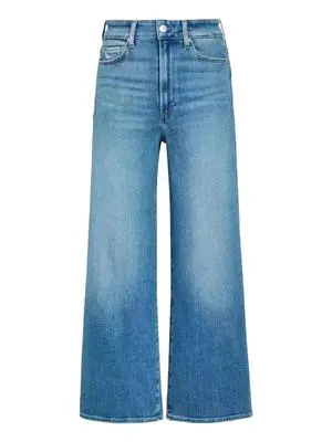 Paige Logo-patch Flared Jeans - Blue