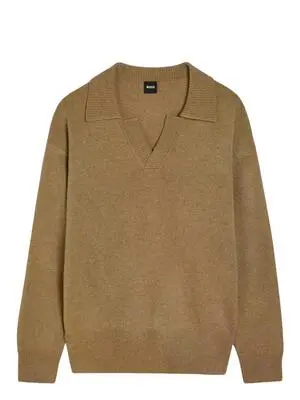 BOSS V-Neck Wool Sweater Neutrals