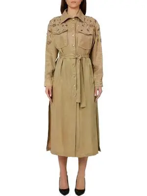 Liu Jo Long Dress With Bejewelled Embroidery - Neutrals