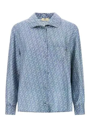 Herno Printed Silk Shirt Blue