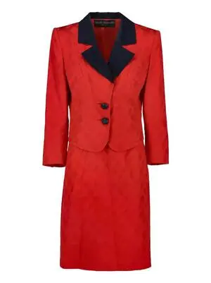 MARIO BORSATO VINTAGE 1980s Geometric-pattern Skirt Suit - Red