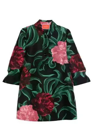 La DoubleJ Floral-pattern Mini Dress - Black
