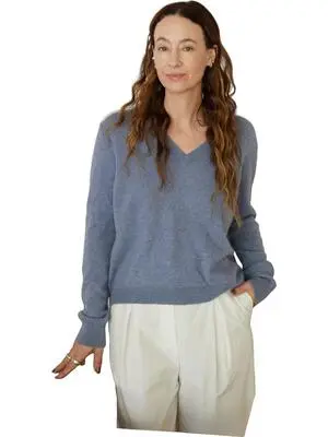 Jenni Kayne Flynn Cashmere V-neck Sweater - Blue