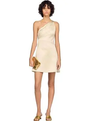 Sandro Satin-effect Mini One-shoulder Dress - Latte