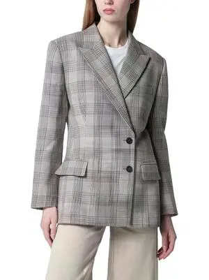 ANINE BING Aretha Plaid Blazer - Neutrals