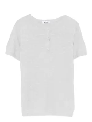 BASE Linen And Cotton Blend T-Shirt Grey