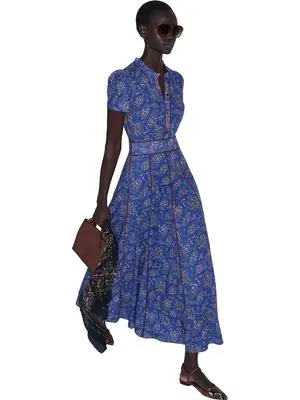 ME+EM Printed Fit & Flare Maxi Dress - Blue Multi