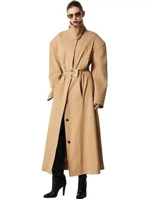 Revolve Nikita Trench Coat With Funnel Neck And Belted Waist Khaki