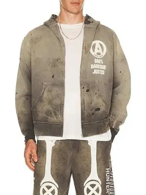 SAINT MXXXXXX Hunter X Bounty Hunter Graphic Zip Hoodie - Charcoal