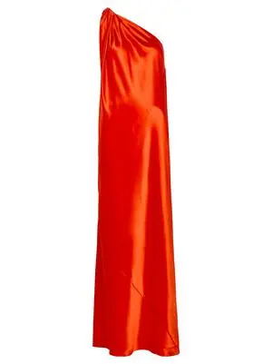 DELOS Draped Silk Maxi Dress - Red