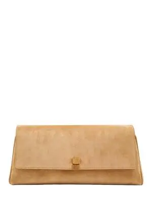 Khaite Audrey Suede Clutch Camel