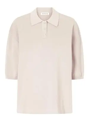 THE FRANKIE SHOP Nola Cotton-blend Knitted Polo Shirt - Gray