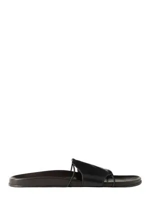 THE ROW Vivienne Leather Slides - Black