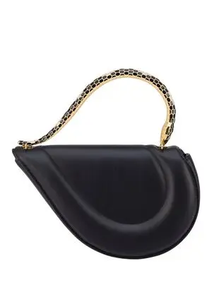 BVLGARI Leather Serpenti Cuore 1968 Top-handle Bag - Black