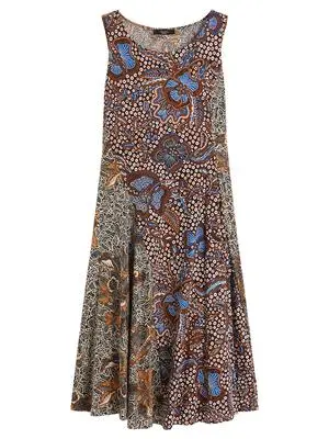 Max Mara Weekend Max Mara Cotton Clash Print Midi Dress Brown