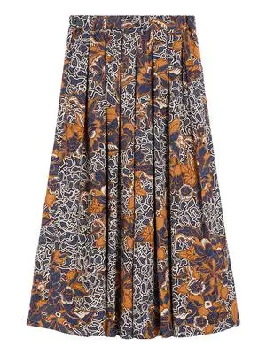 Max Mara Printed Cotton Midi Skirt - Blue
