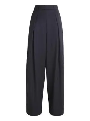 ME+EM Wool Pleated Tapered Trousers - Navy