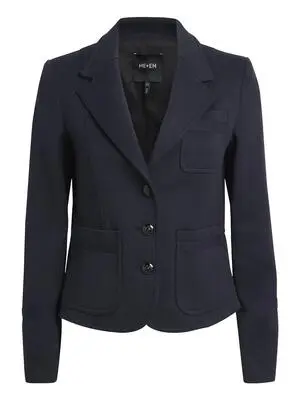 ME+EM Cotton-blend Herringbone Cropped Jacket - Navy