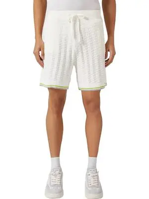 Casablanca Textured Knit Shorts With Drawstring Waist - White