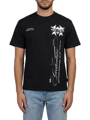 Gcds Printed Cotton T-shirt - Black
